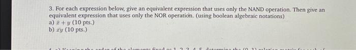Solved 3. For each expression below, give an equivalent | Chegg.com