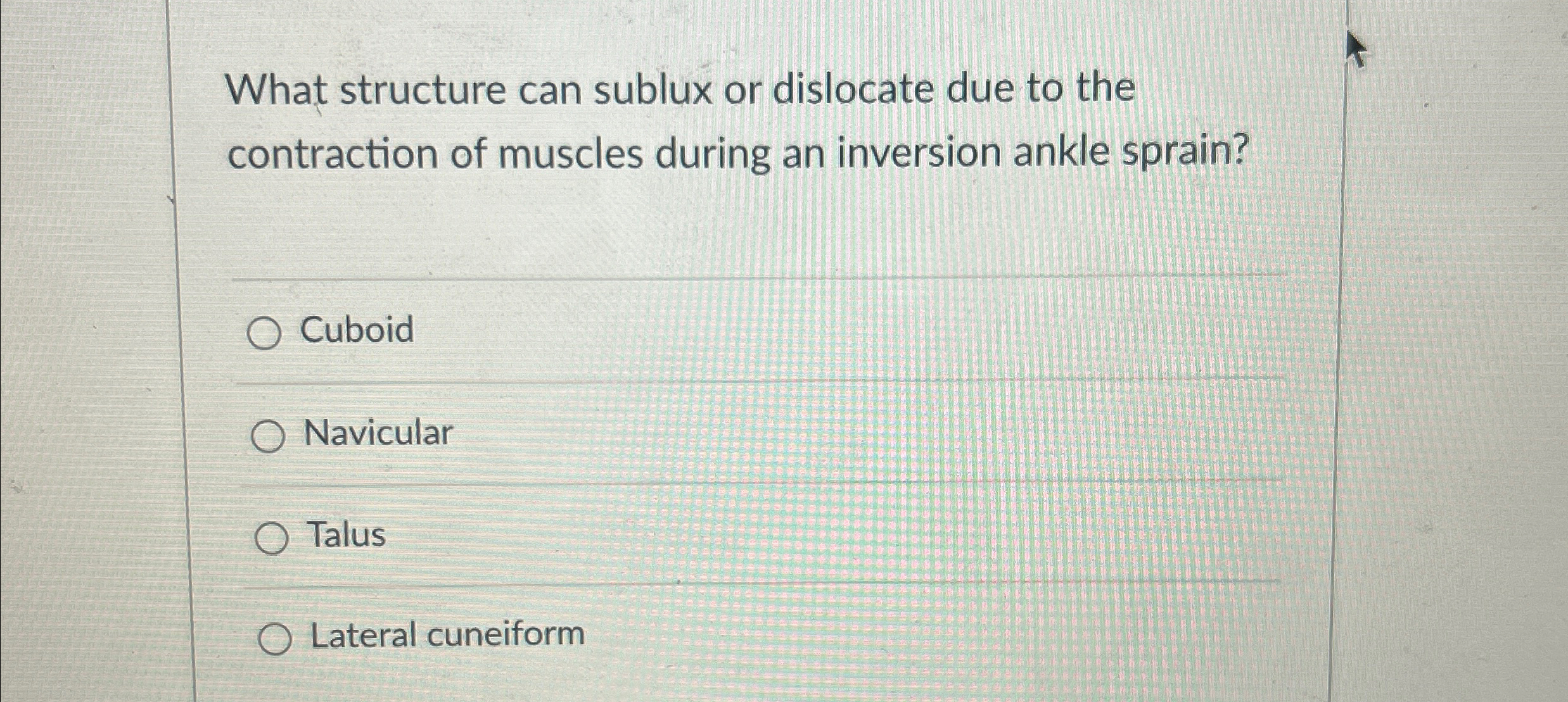 Solved What structure can sublux or dislocate due to the | Chegg.com