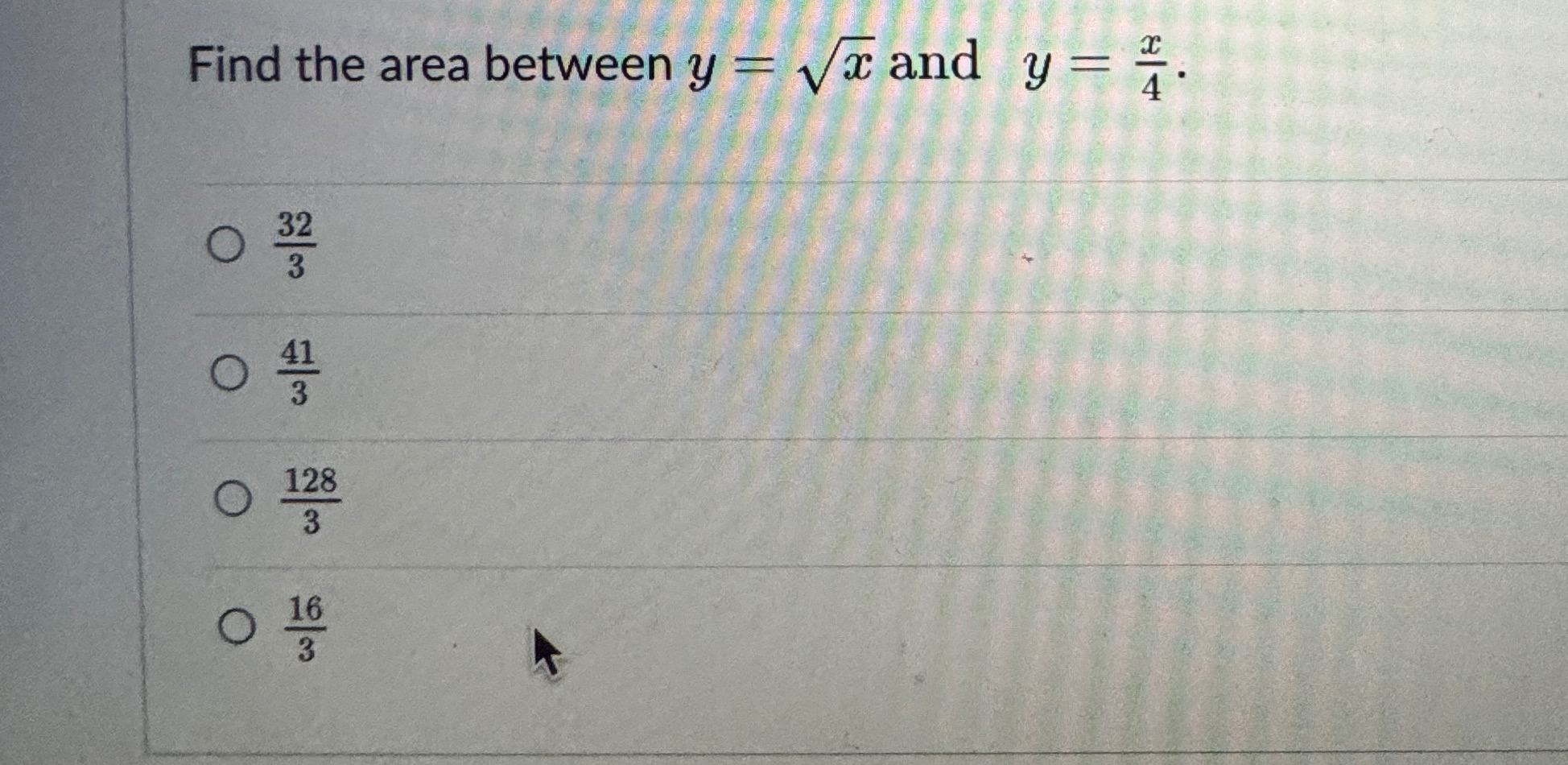 Solved Find the area between y=x2 ﻿and y=x4.3234131283163 | Chegg.com