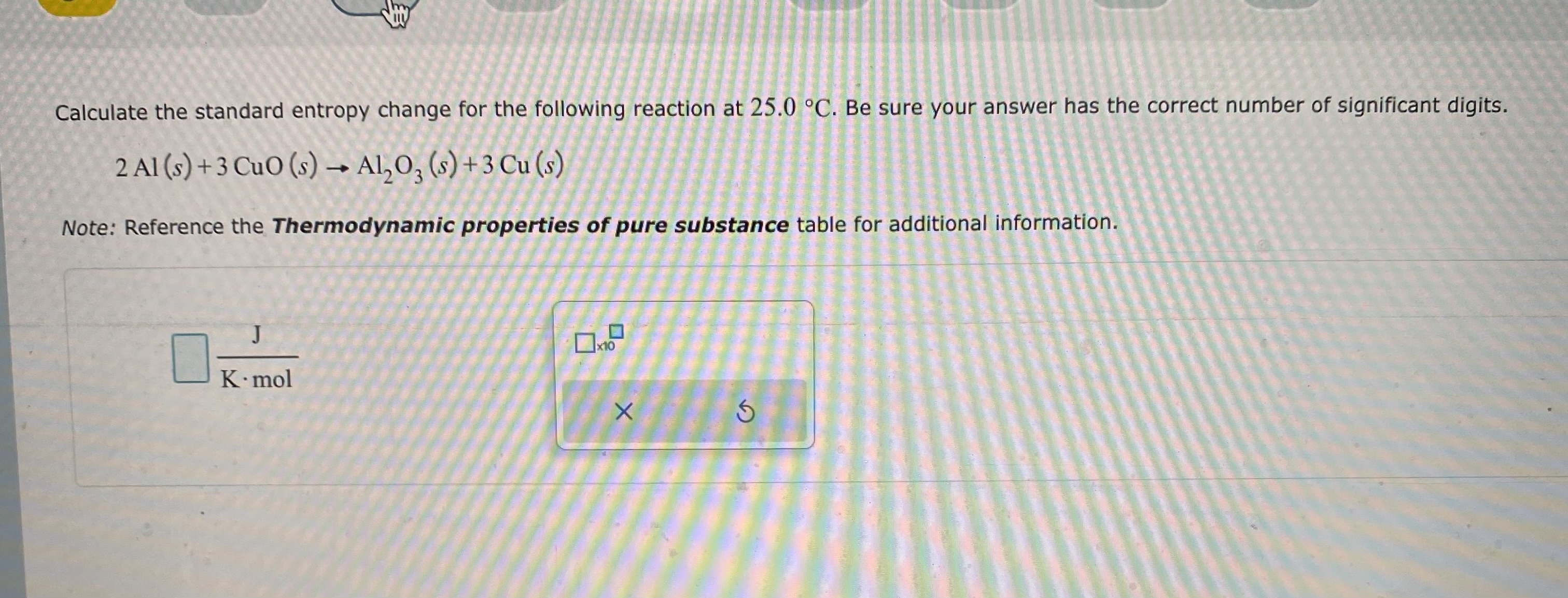Solved Calculate the standard entropy change for the | Chegg.com