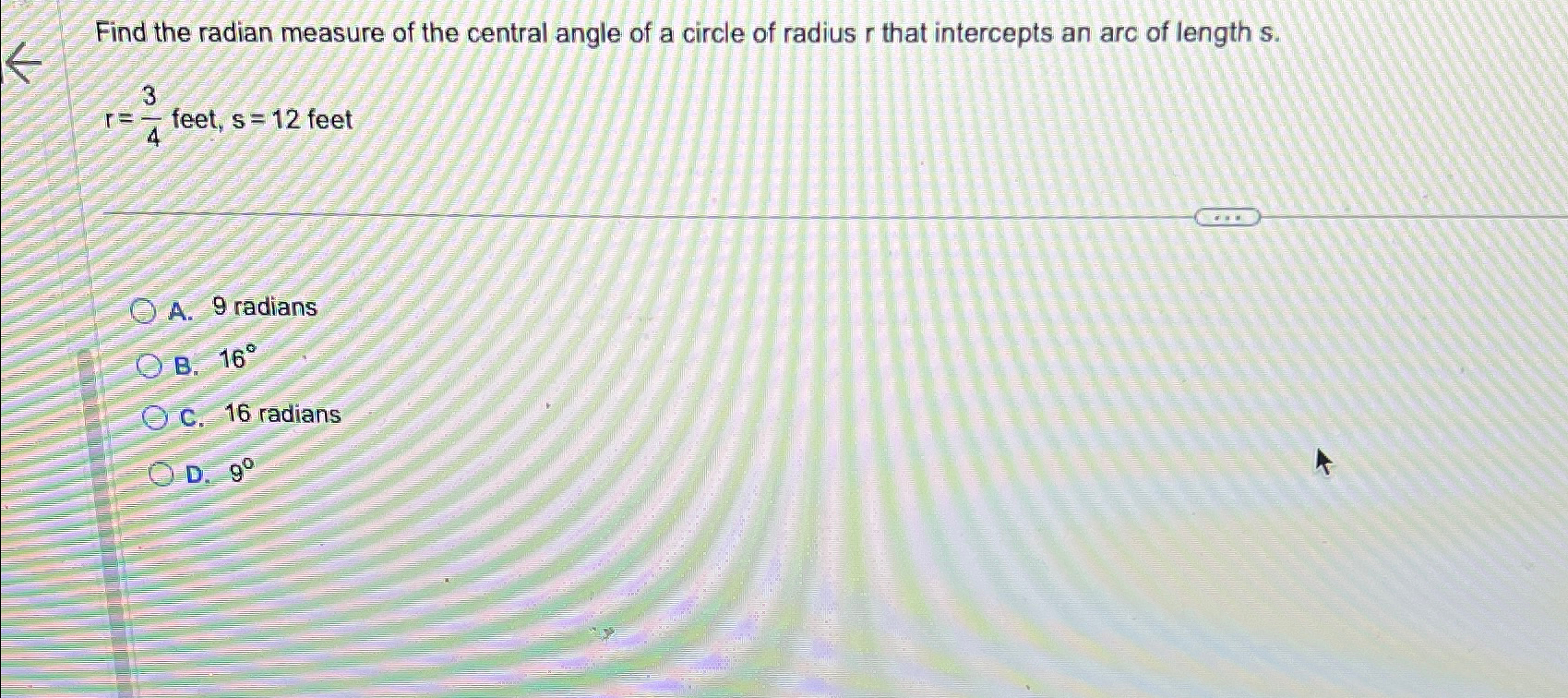 Solved Find the radian measure of the central angle of a | Chegg.com