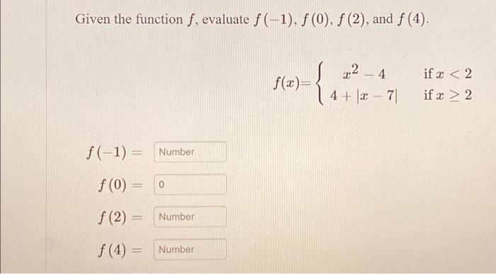 Solved Given the function f, evaluate f(−1),f(0),f(2), and | Chegg.com