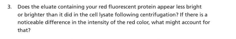 Solved Does the eluate containing your red fluorescent | Chegg.com