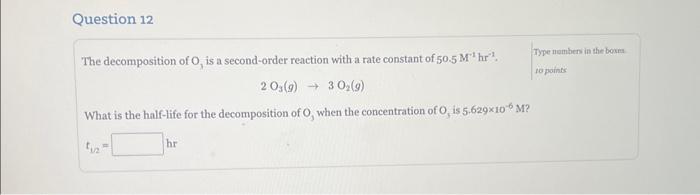 Solved The decomposition of O3 is a second-order reaction | Chegg.com
