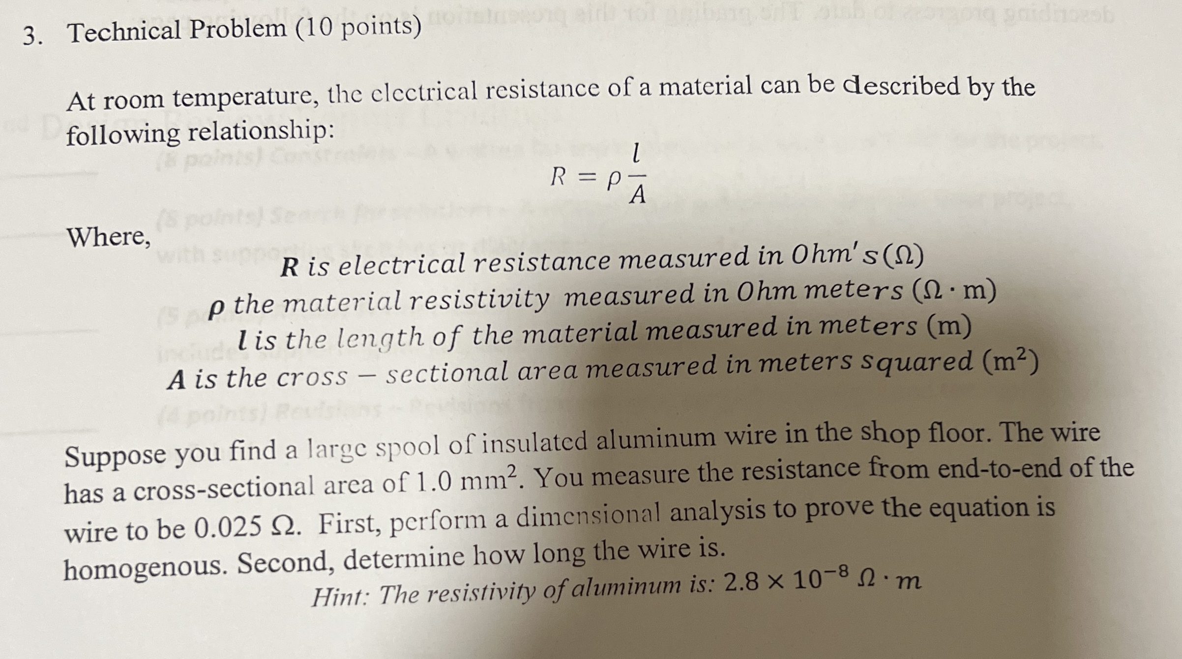 Solved Technical Problem (10 ﻿points)At room temperature, | Chegg.com