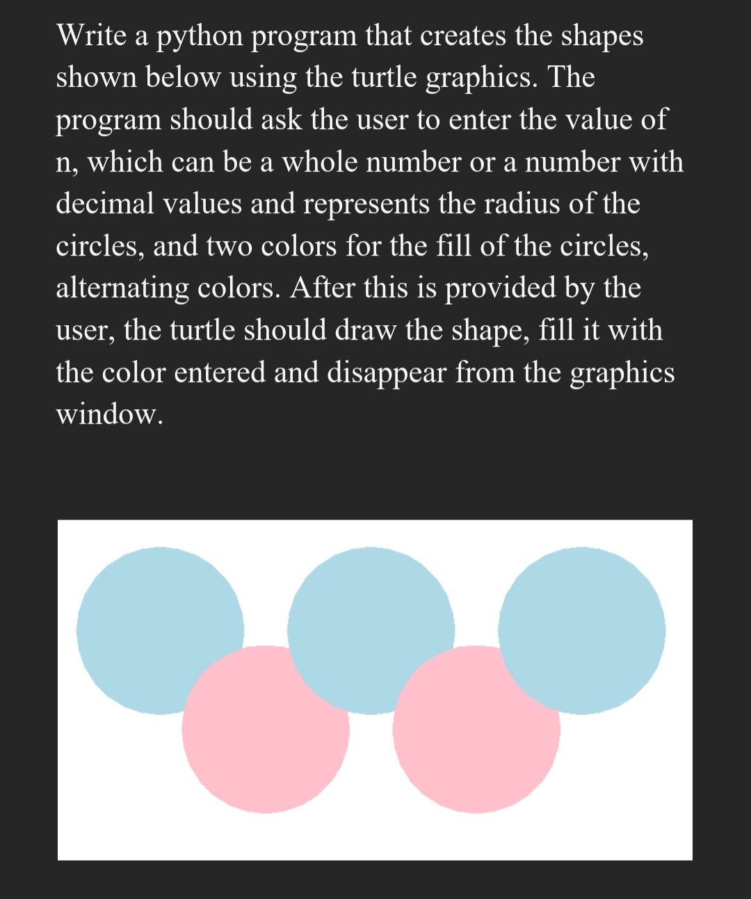 Solved Write a python program that creates the shapes shown | Chegg.com