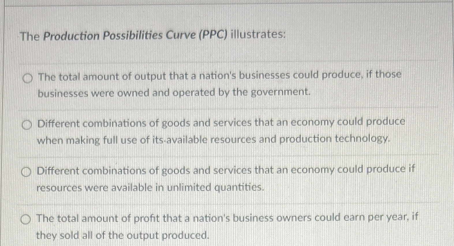 Solved The Production Possibilities Curve (PPC) | Chegg.com