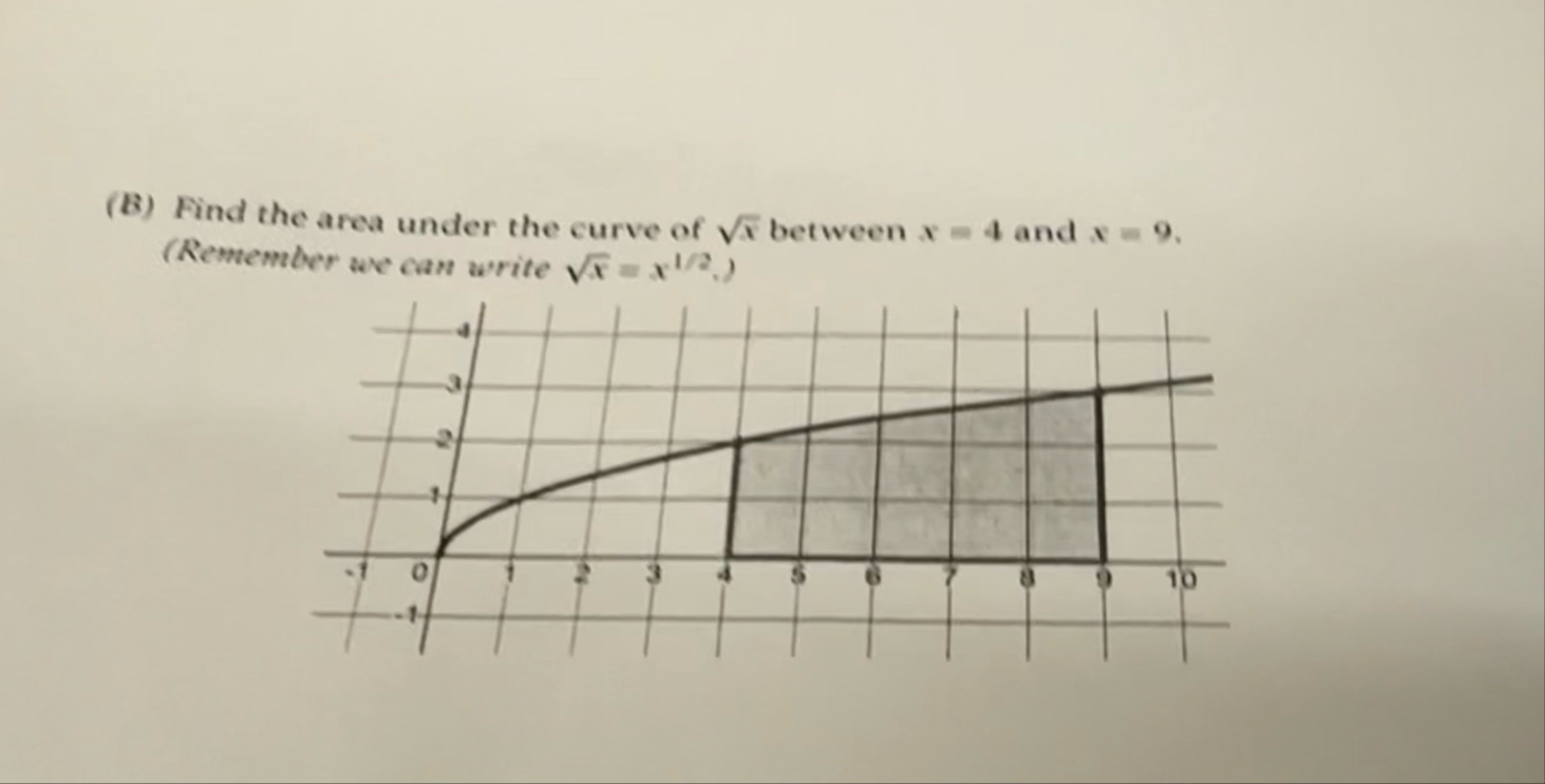 Solved (B) ﻿Find the area under the curve of x2 ﻿between x=4 | Chegg.com