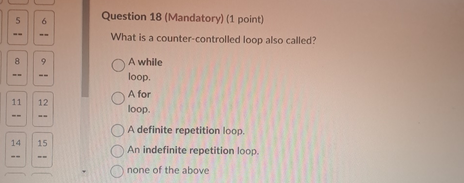Solved Question 18 (Mandatory) (1 ﻿point)What is a | Chegg.com