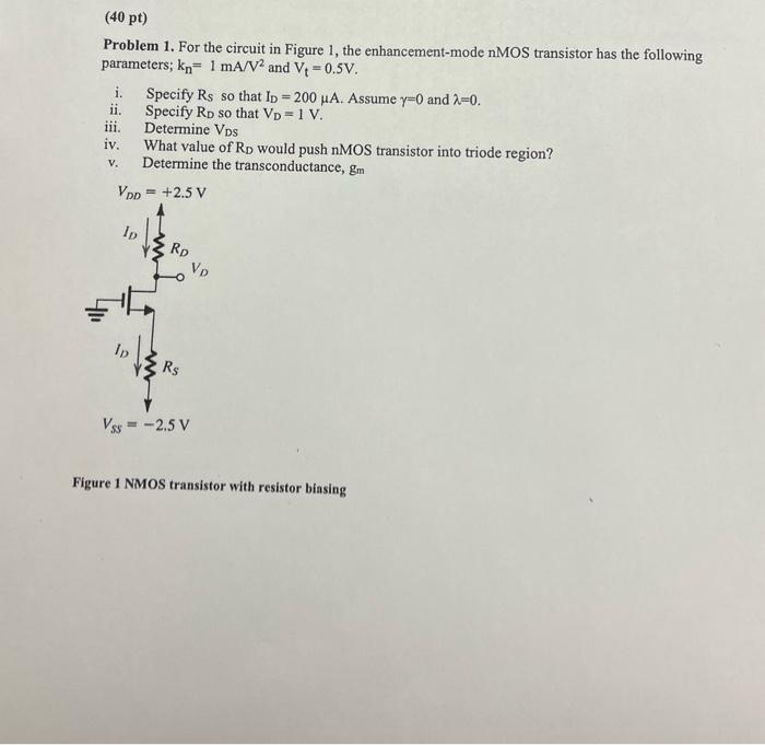 Solved Problem 1. For the circuit in Figure 1, the | Chegg.com