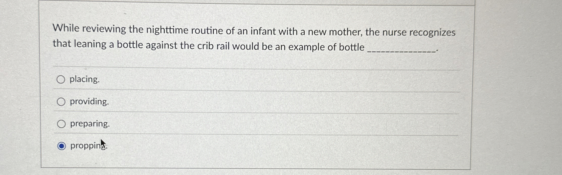 Solved While reviewing the nighttime routine of an infant | Chegg.com
