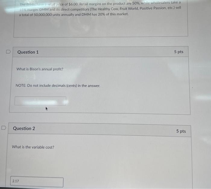 Solved Dr. Moo-Berry's Moonshine Elixir (DMM) sells 12 oz | Chegg.com