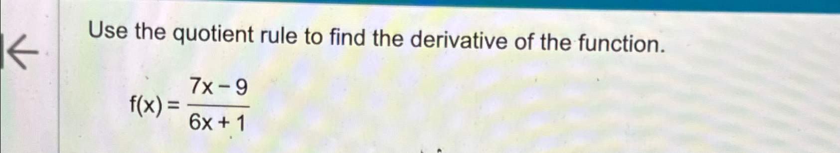 Solved Use the quotient rule to find the derivative of the | Chegg.com