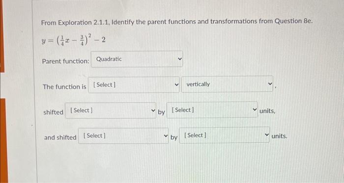 Solved From Exploration 2.1.1, Identify the parent functions | Chegg.com