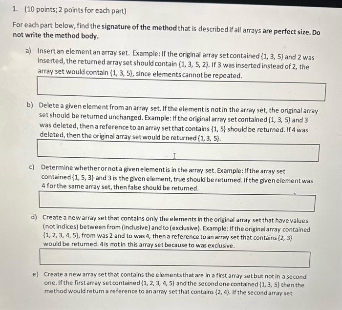 Solved ( 10 points; 2 points for each part) For each part | Chegg.com