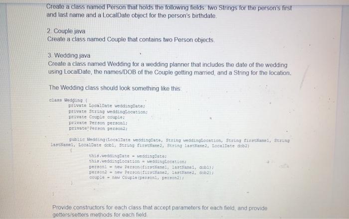Solved Create a class named Person that holds the following | Chegg.com