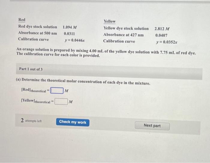 Solved Also need the experimental molar concentration of | Chegg.com