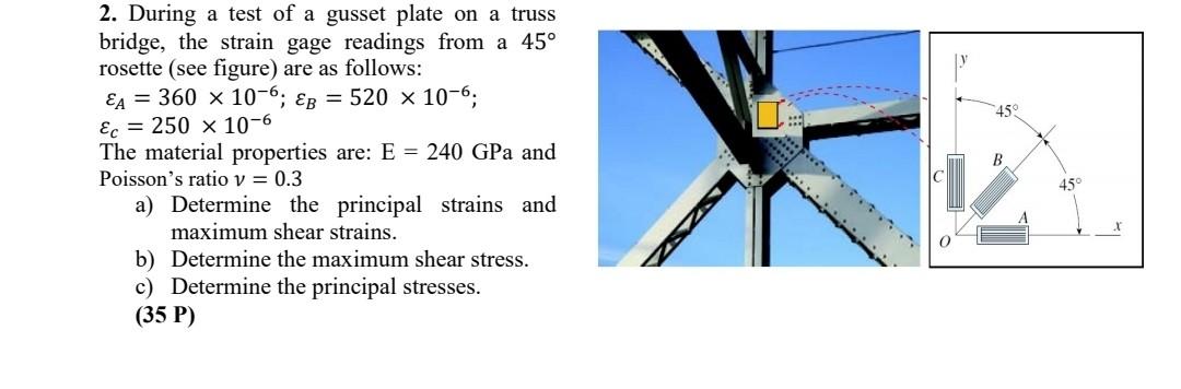 Solved 2. During a test of a gusset plate on a truss bridge, | Chegg.com