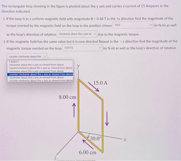Solved The rectangular loop showing in the figure is pivoted | Chegg.com