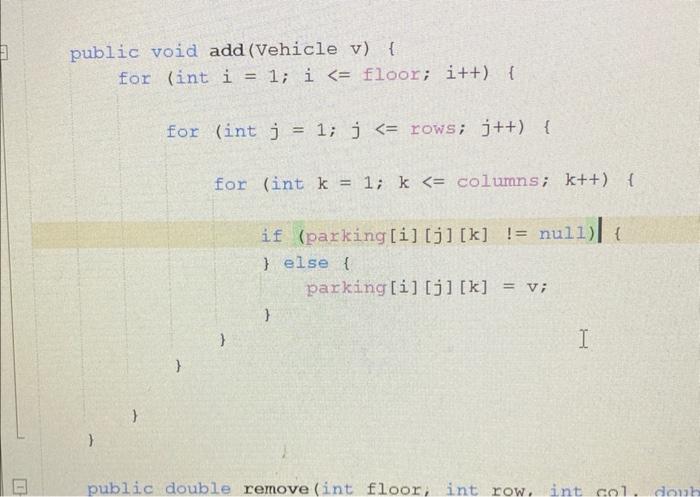 Public Void Addvehicle V For Int I1i 