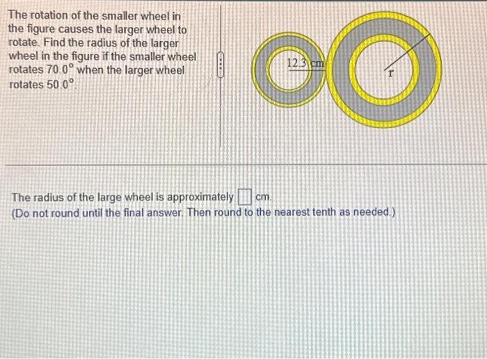 Solved The rotation of the smaller wheel in the figure | Chegg.com