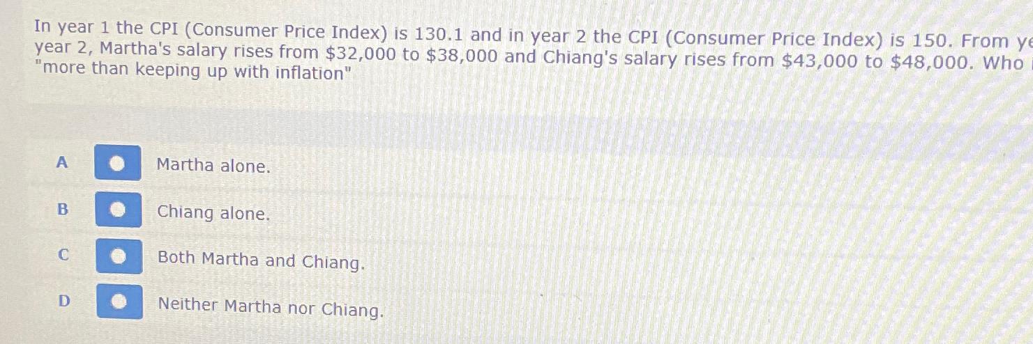 Solved In year 1 ﻿the CPI (Consumer Price Index) ﻿is 130.1 | Chegg.com
