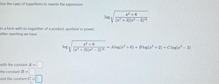 Solved Use the Laws of logarithms to rewrite the expression | Chegg.com