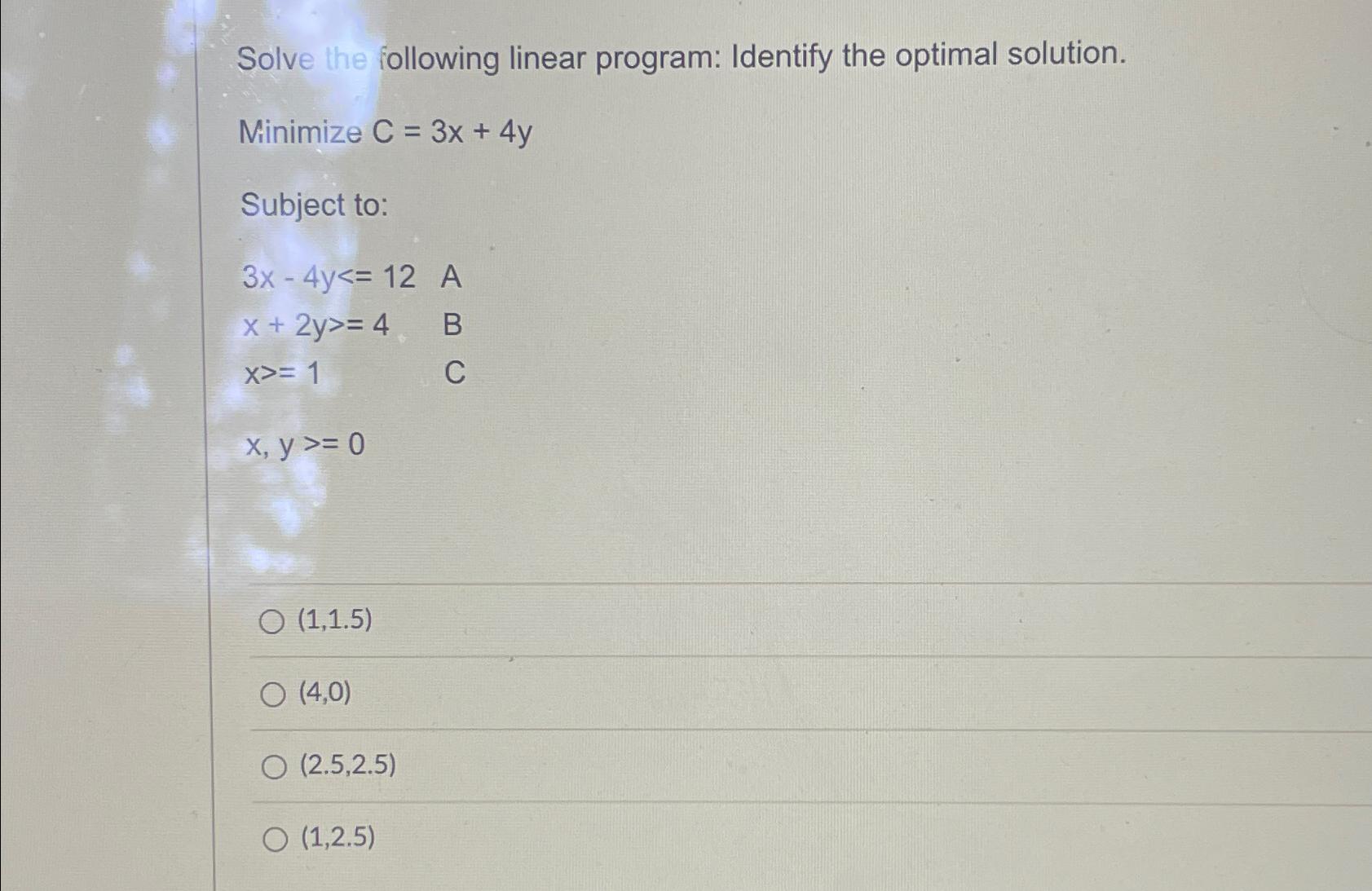 Solved Solve The Following Linear Program Identify The 6370