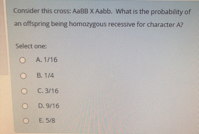 Solved Consider this cross: AaBB X Aabb. What is the | Chegg.com