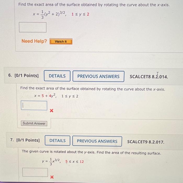 Solved Find the exact area of the surface obtained by | Chegg.com