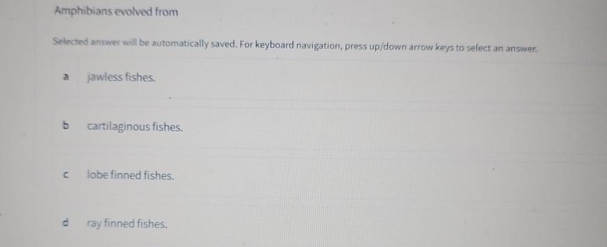 Solved Amphibians evolved fromSelected answer will be | Chegg.com