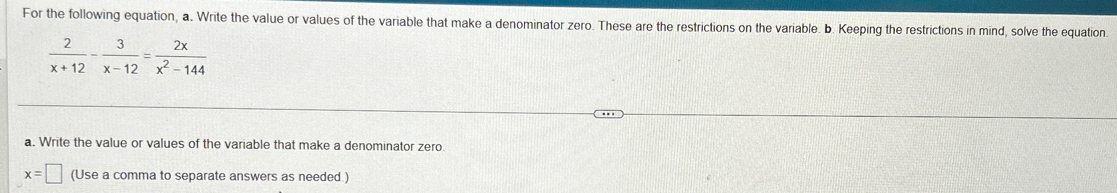 Solved For the following equation, a. ﻿Write the value or | Chegg.com