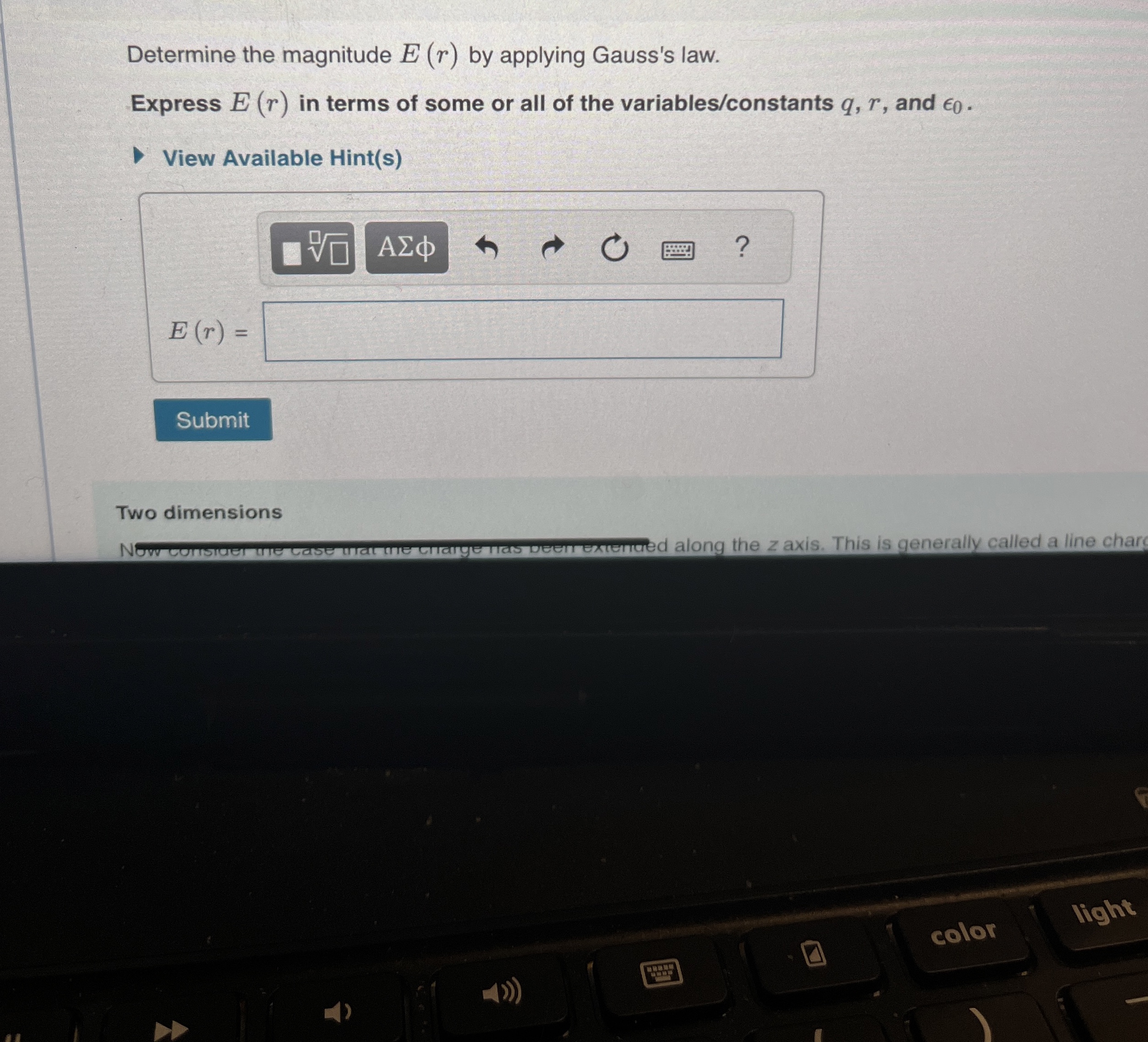 Determine The Magnitude E R ﻿by Applying Gausss