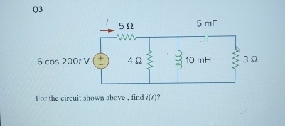 Solved Q3For the circuit shown above, find i(t) ? | Chegg.com