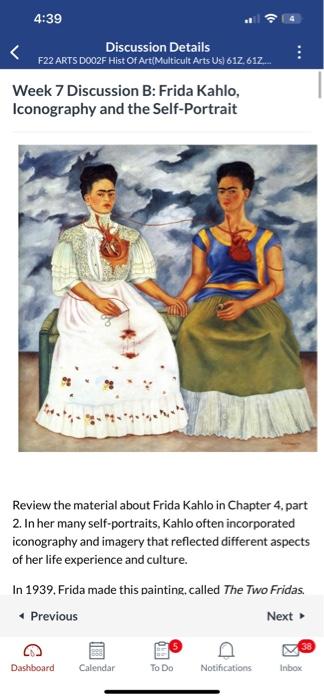Review the material about Frida Kahlo in Chapter 4, | Chegg.com