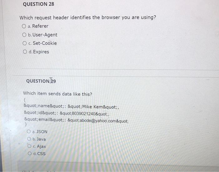 Solved Which of the following items is/are part of HTTP | Chegg.com