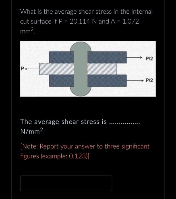 Solved What is the average shear stress in the internal cut | Chegg.com