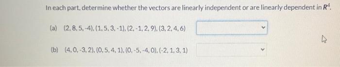 Solved In each part, determine whether the vectors are | Chegg.com