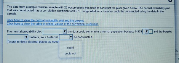 Solved The Data From A Simple Random Sample With 25