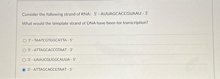 Solved Consider the following strand of RNA: | Chegg.com