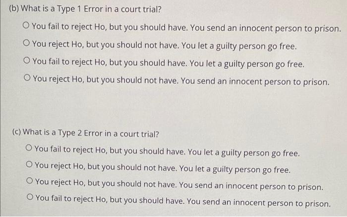 Solved Explain how a court trial is like hypothesis testing | Chegg.com