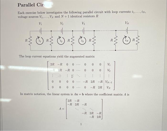 Parallel Cir Each exercise below investigates the | Chegg.com