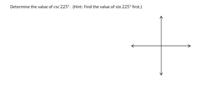 Solved Determine the value of csc 225°. (Hint: Find the | Chegg.com