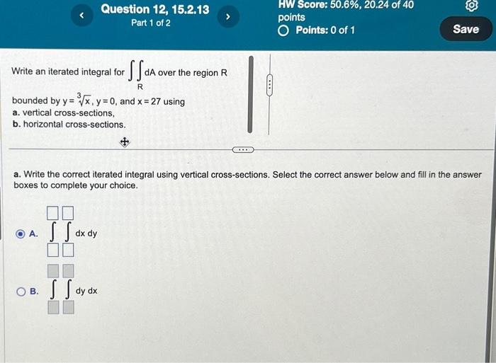 Solved Write an iterated integral for ∬RdA over the region R | Chegg.com