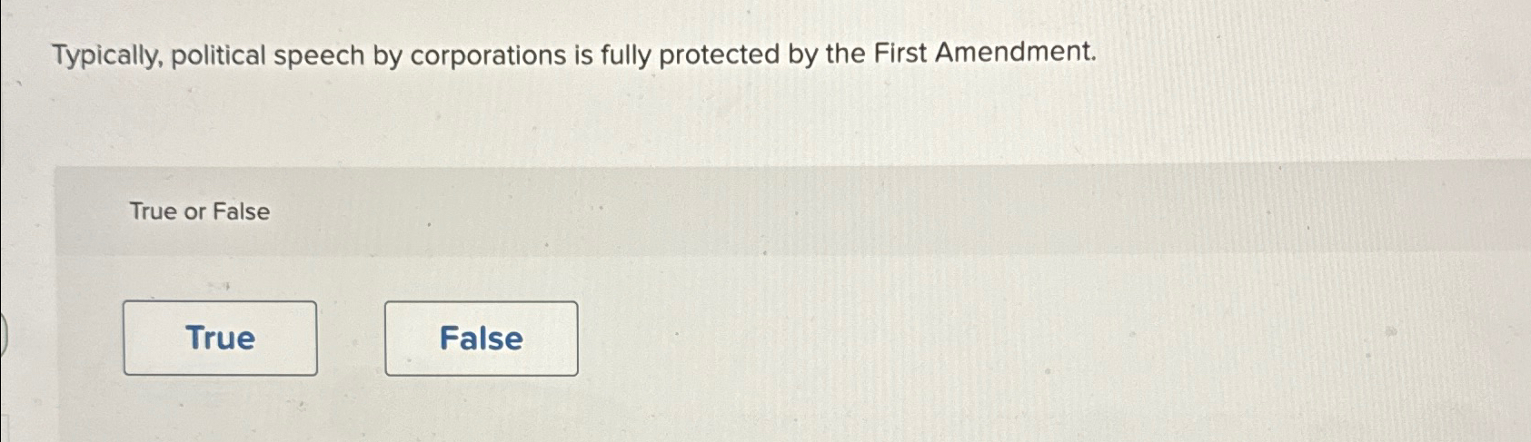 Solved Typically, political speech by corporations is fully | Chegg.com
