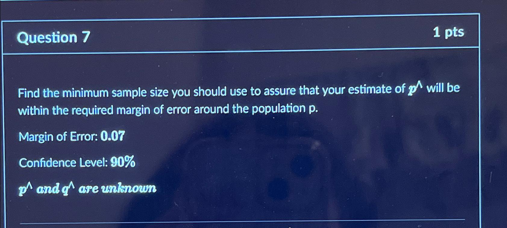 Solved Question 71 ﻿ptsFind the minimum sample size you | Chegg.com