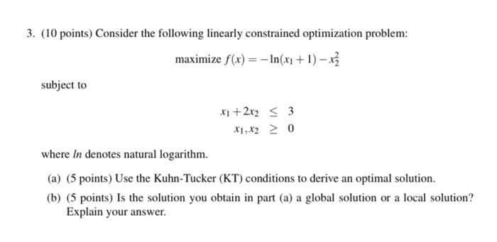 Solved (10 points) Consider the following linearly | Chegg.com
