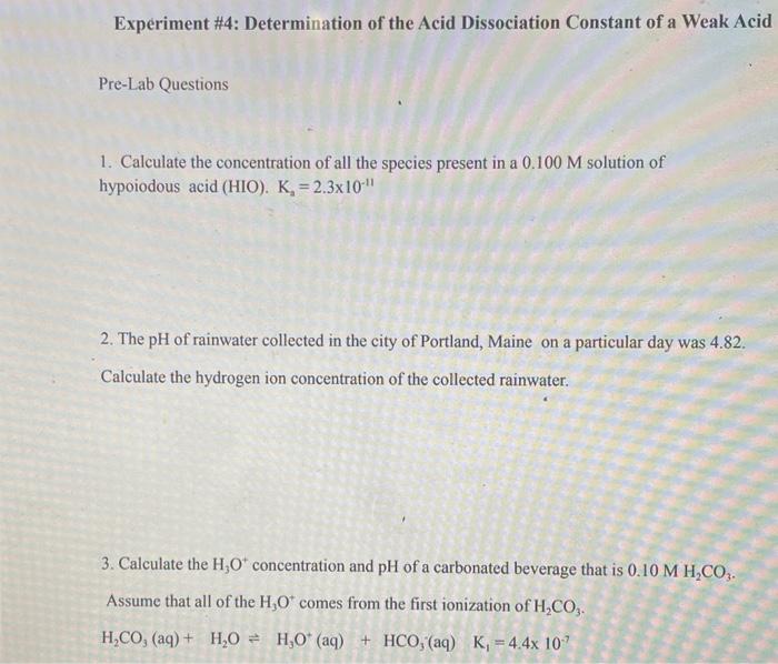 Solved Experiment 4 Determination Of The Acid Chegg