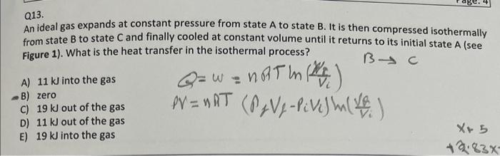 Solved Q13. An ideal gas expands at constant pressure from | Chegg.com