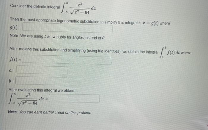 Solved Consider the definite integral Love 23 da 32 + 64 | Chegg.com